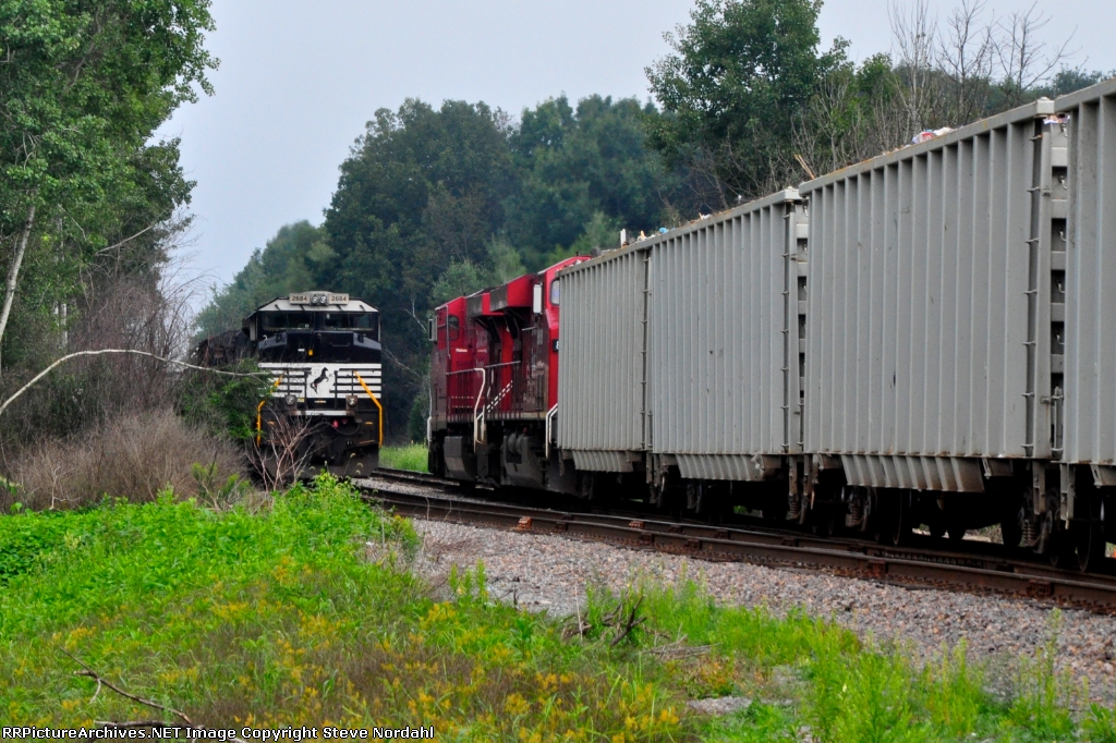 CP-257/39Z arrival at Powers Road, Conklin, NY. NS-11R/CP-412 on Siding